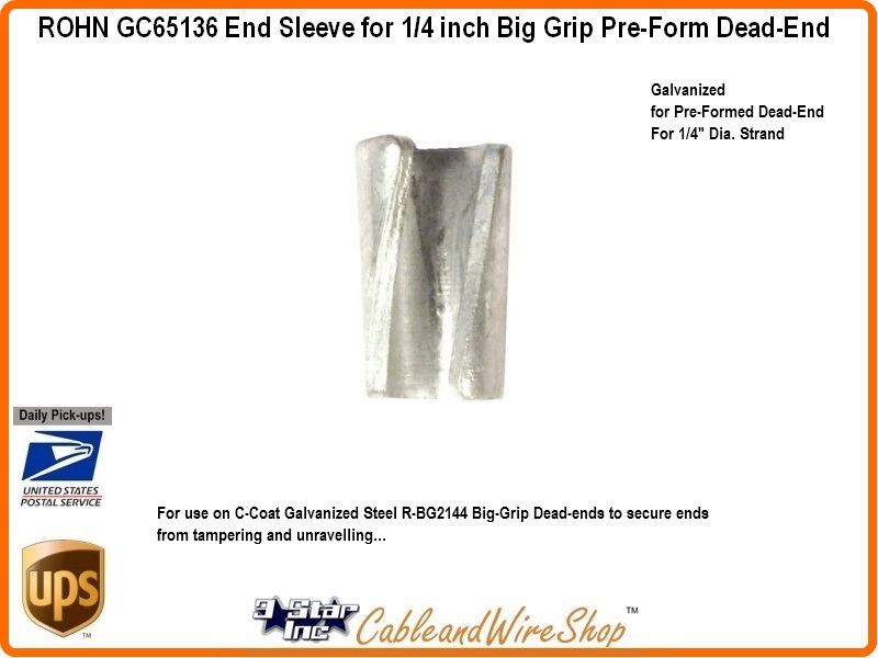 End Sleeve for 1/4 inch Big Grip Guy Wire Strand Pre-Form Dead-End | 3 ...